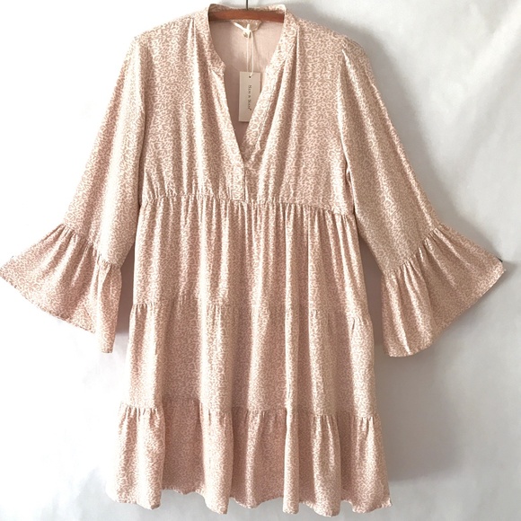 Sim & Sam | Dresses | Sim Sam Pale Pink Grey Tiered Swing Baby Doll ...